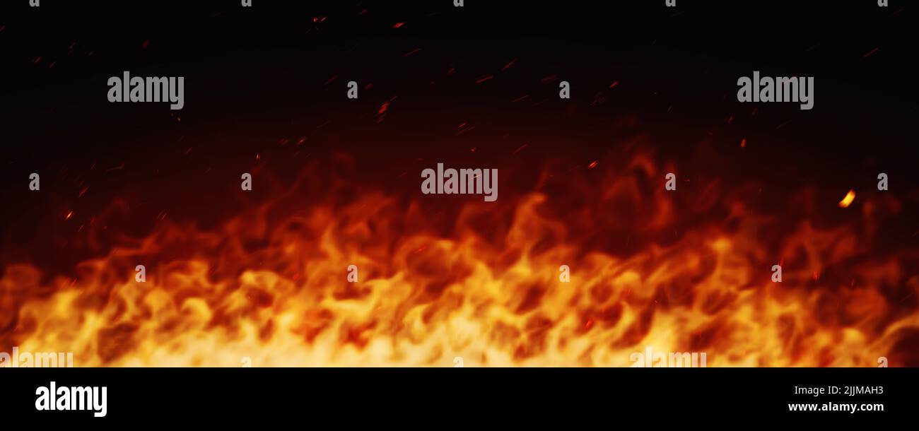 A 3D illustration of wide fire with sparks - perfect for background ...