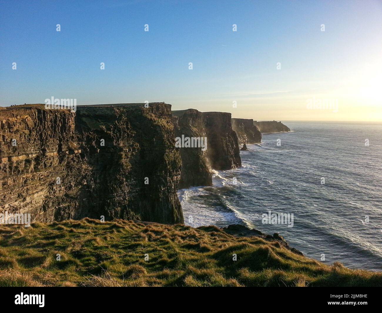 AN aerial view of cliffs in Ireland at sunset Stock Photo - Alamy