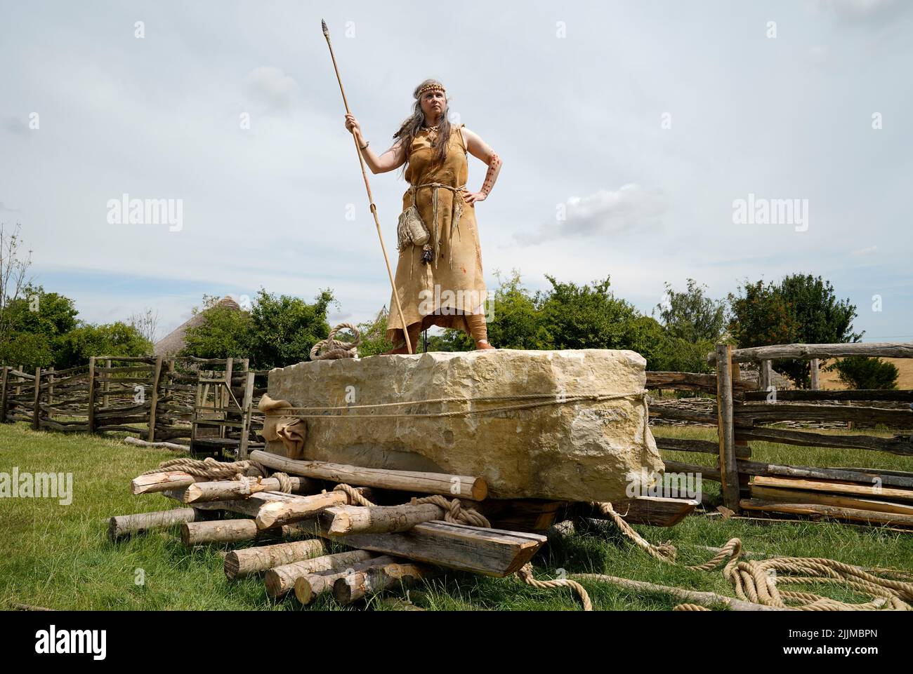 Jo Shorter, a Stone Age enthusiast and volunteer at Butser ancient farm ...