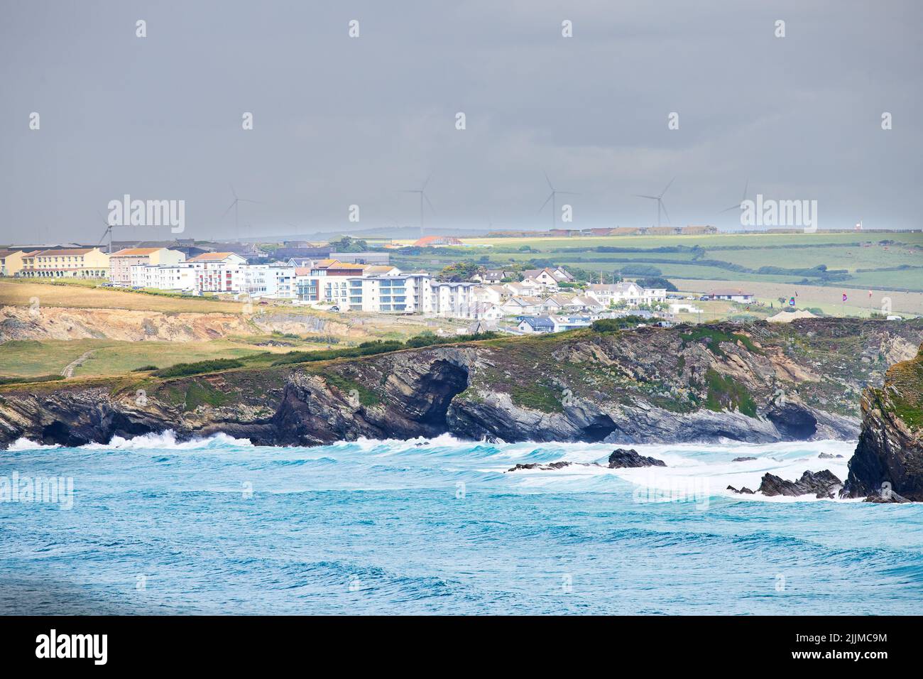 Atlantic ocean surf waves on the shore of the beach at the village of ...