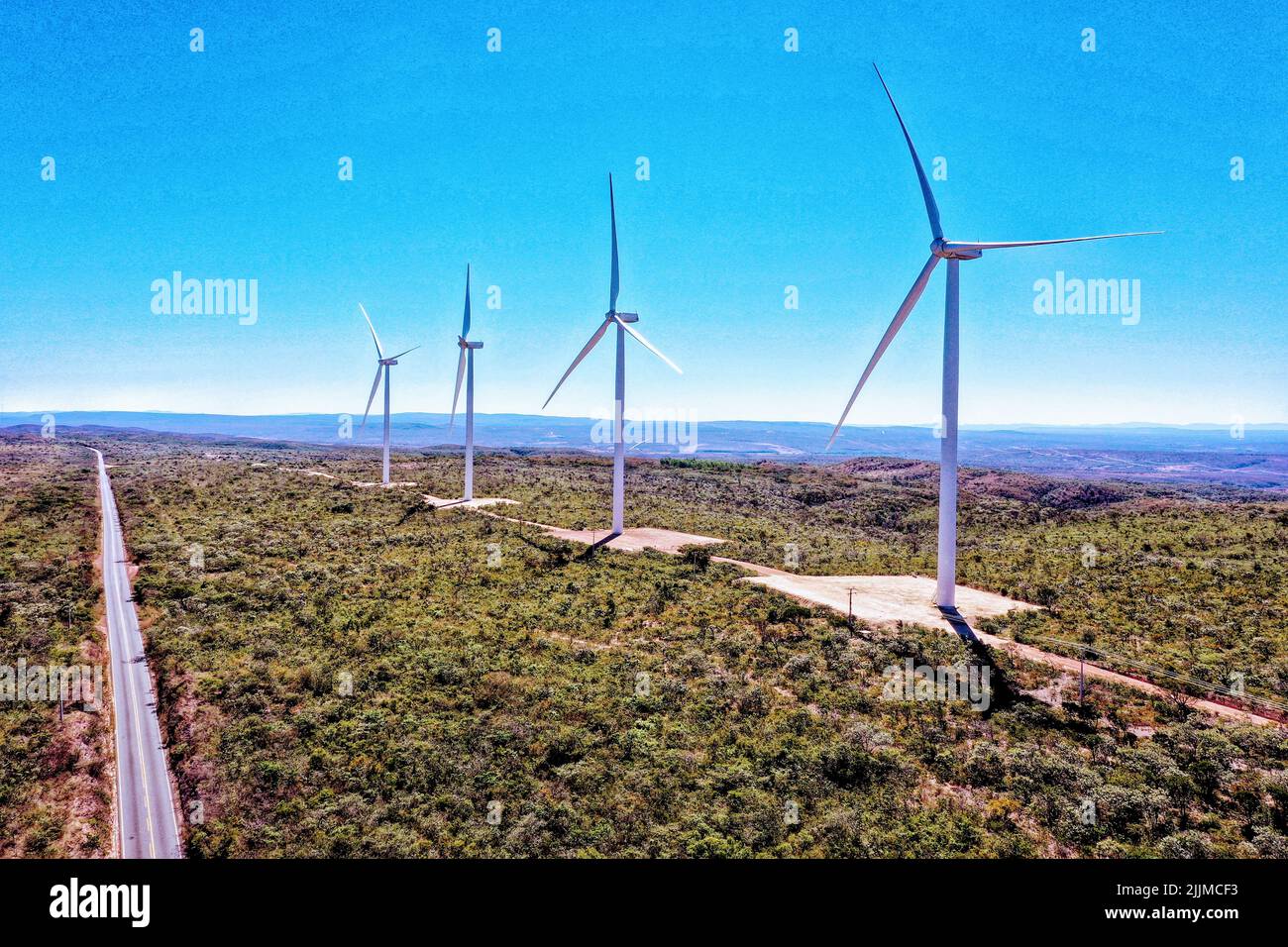 Some wind power generation turbines in the state of Bahia in Brazil ...