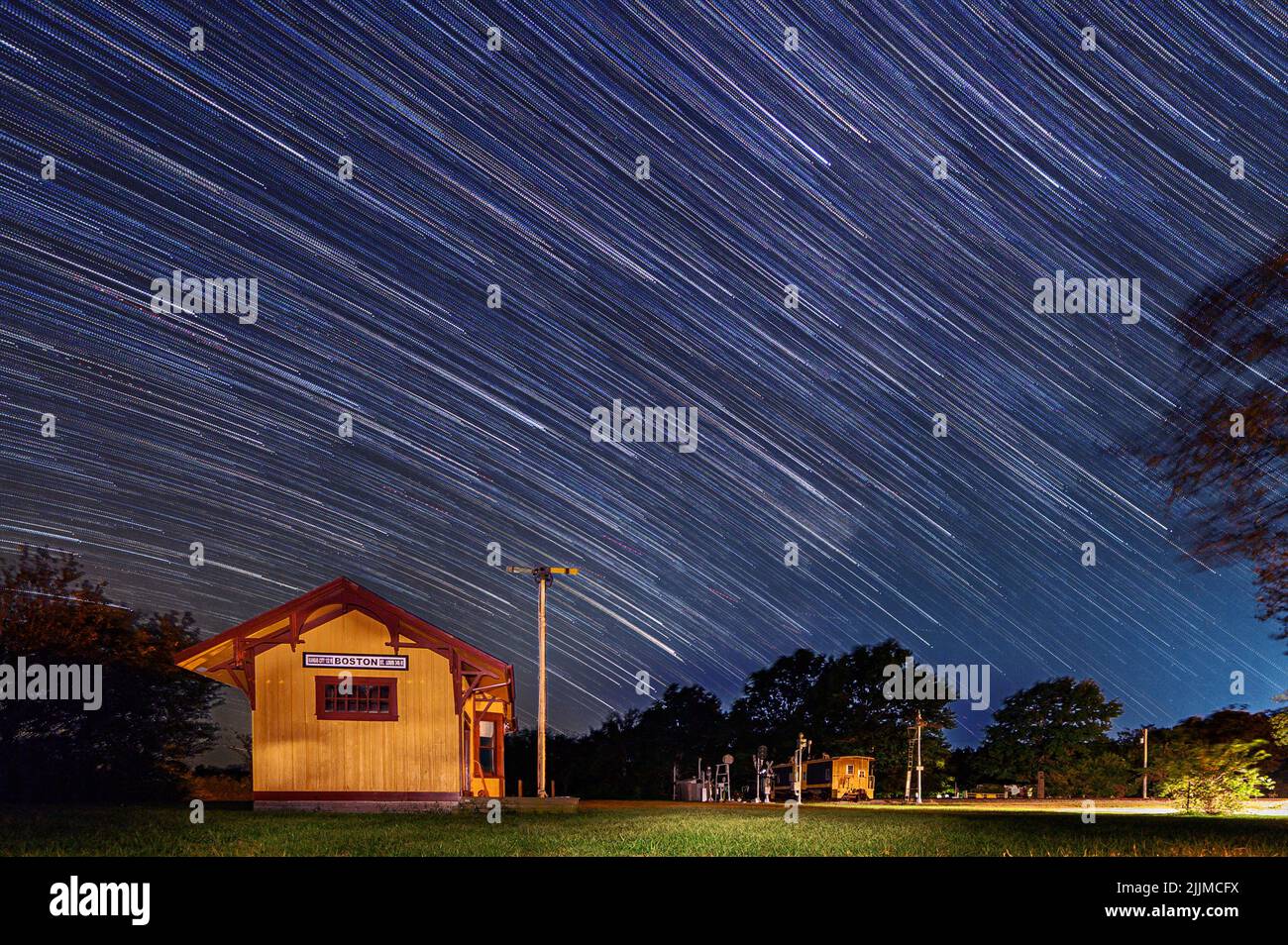 A house under a starry night sky in Boston, United States Stock Photo ...