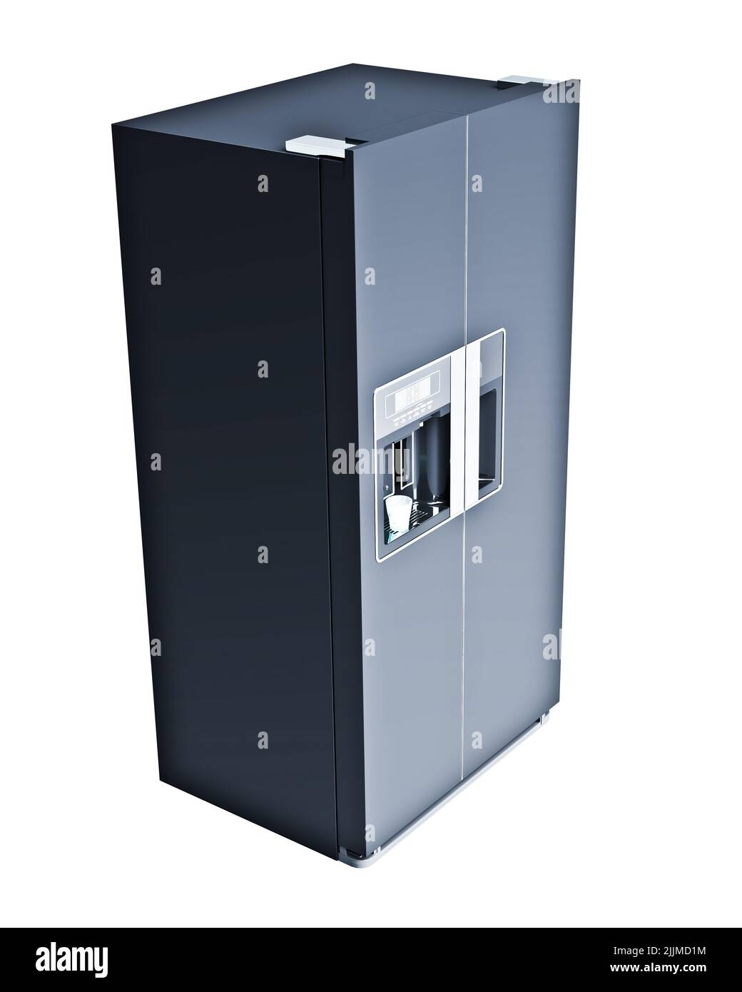 Metal refrigerator isolated on white background Stock Photo - Alamy