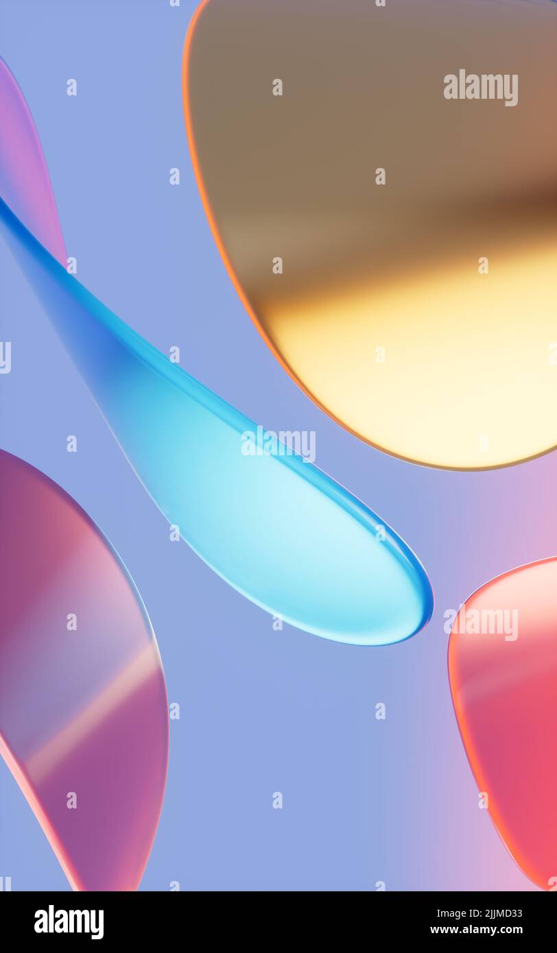 Abstract glass and curves with blue background, 3d rendering. Computer ...
