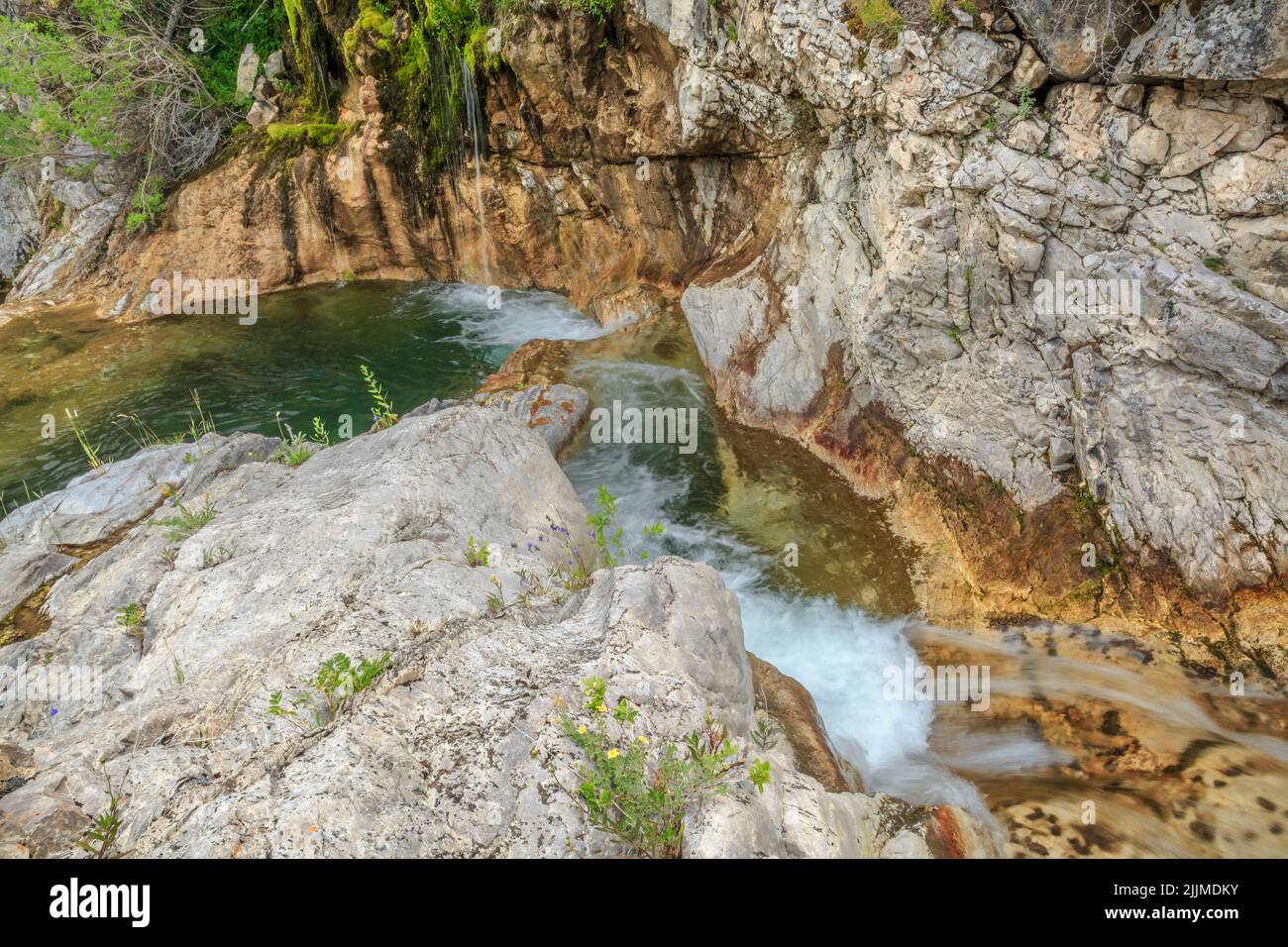 cascades over bedrock above smith creek falls in lewis and clark ...