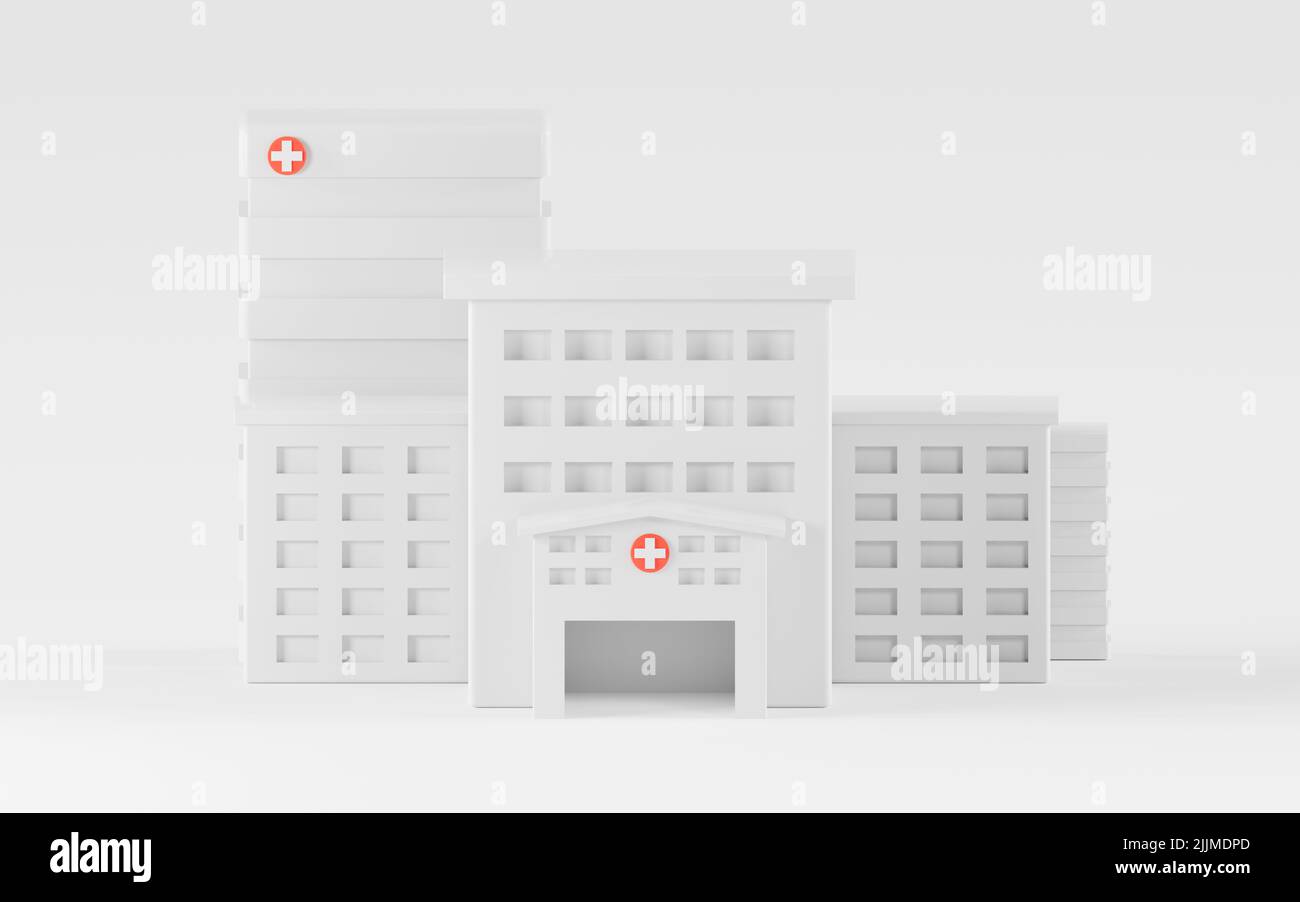 White hospital building, 3d rendering. Computer digital drawing Stock ...