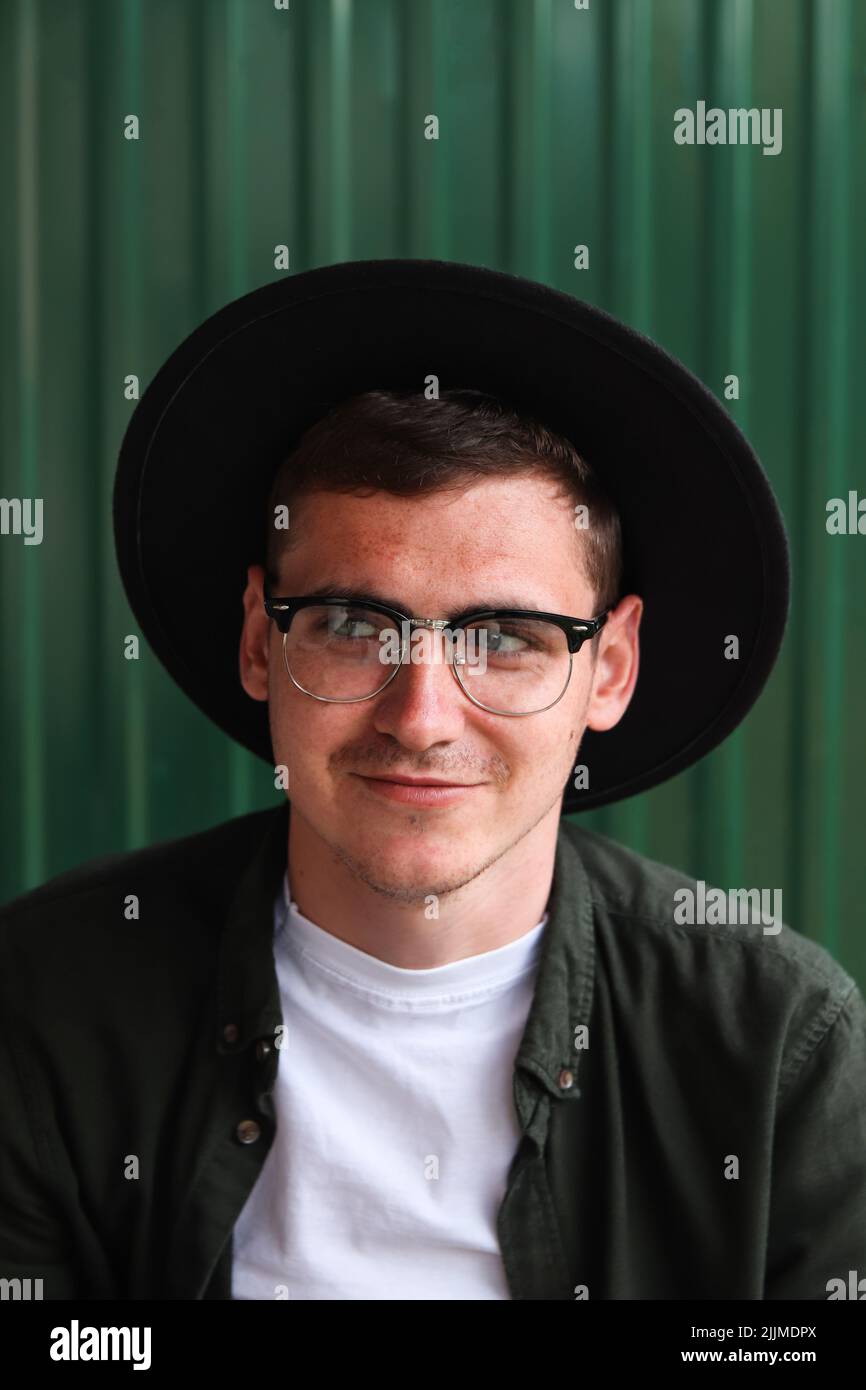 Happy smart man. Portrait of handsome smiling stylish hipster ...