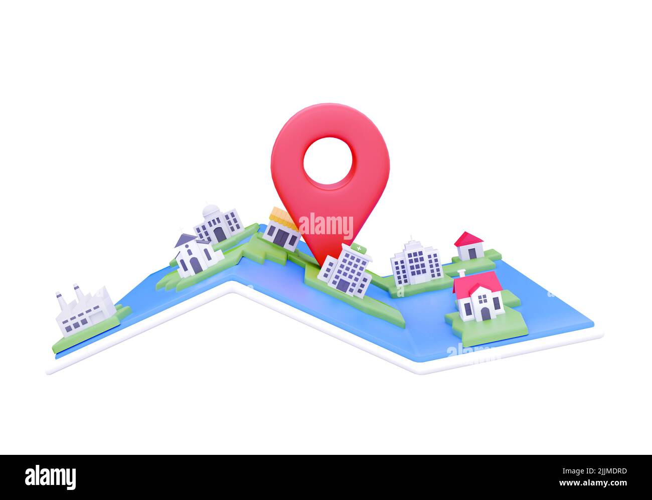 3d render map city pin, Location icon. GPS navigator pointer. 3D render ...