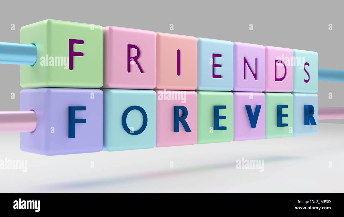Colorful glossy Letters 3D blocks or beads creating word FRIENDS ...