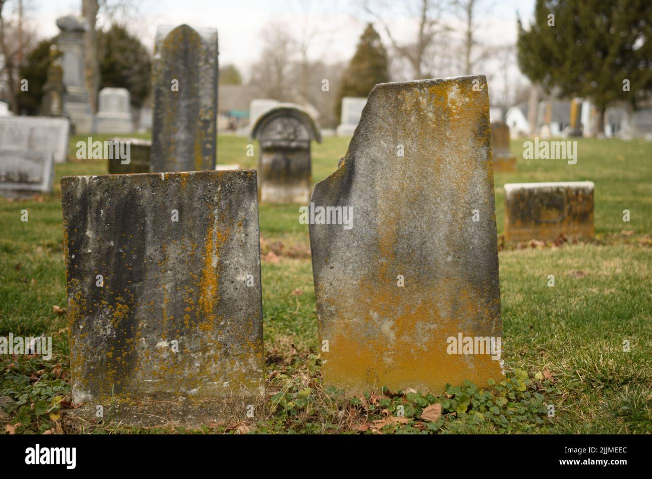 A closeup of Historic grave markers and cemetery in Lebanon, Ohio Stock ...
