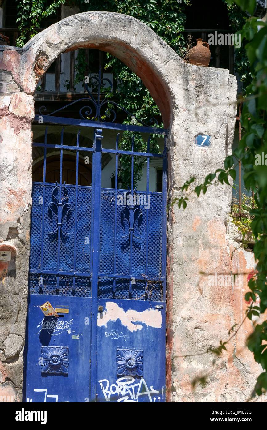 Old blue door, Thessaloniki, Macedonia, Greece Stock Photo - Alamy