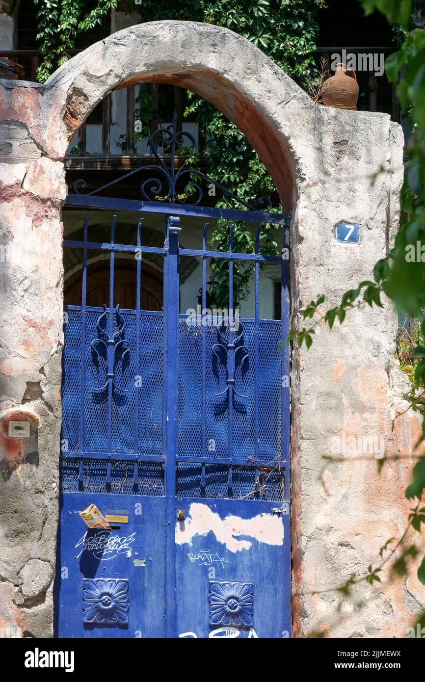 Old blue door, Thessaloniki, Macedonia, Greece Stock Photo - Alamy