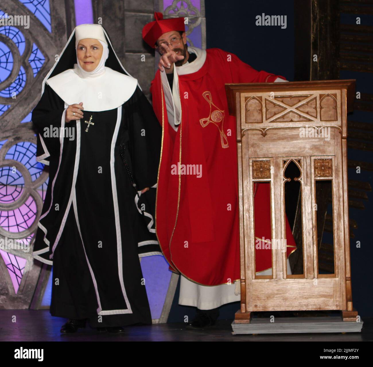 London, UK. Jennifer Saunders and Clive Rowe at the Sister Act the ...