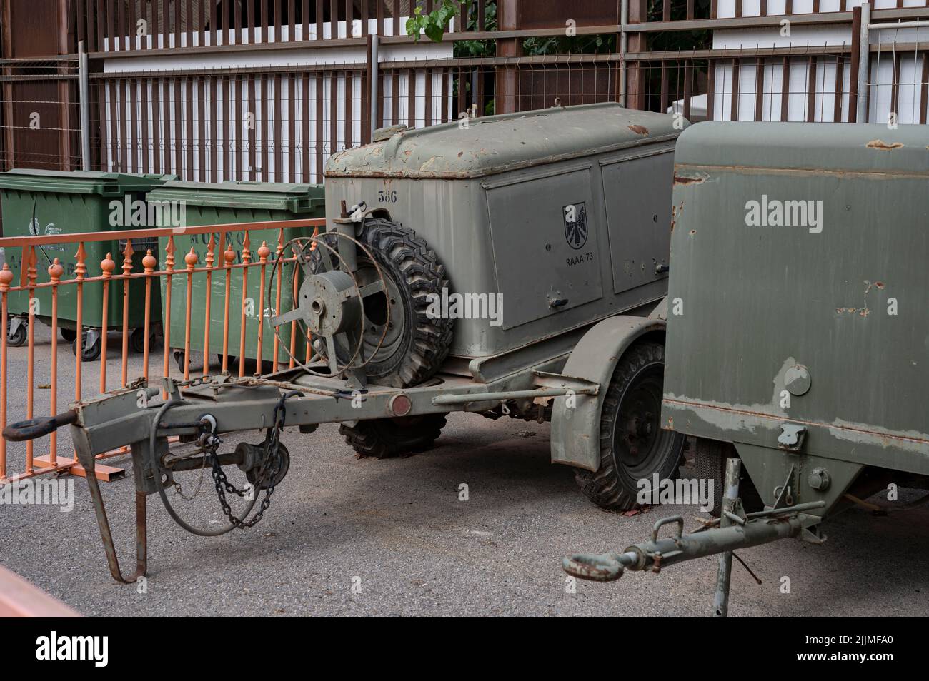 A small trailer of resources of the land army antiaircraft artillery ...