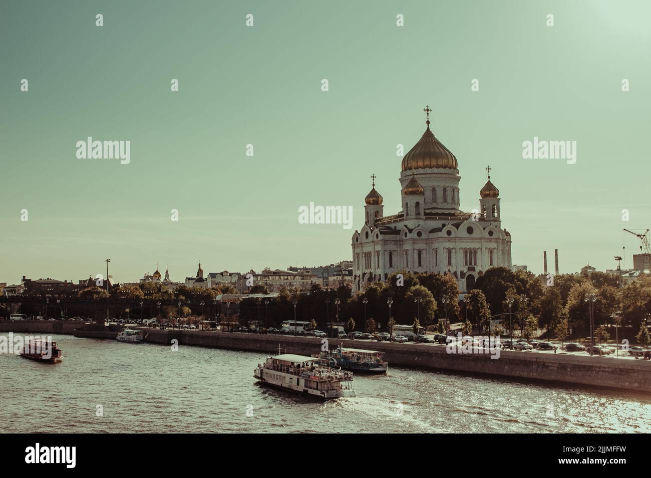 The facade of Orthodox Cathedral of Christ the Saviour in Moscow Stock ...