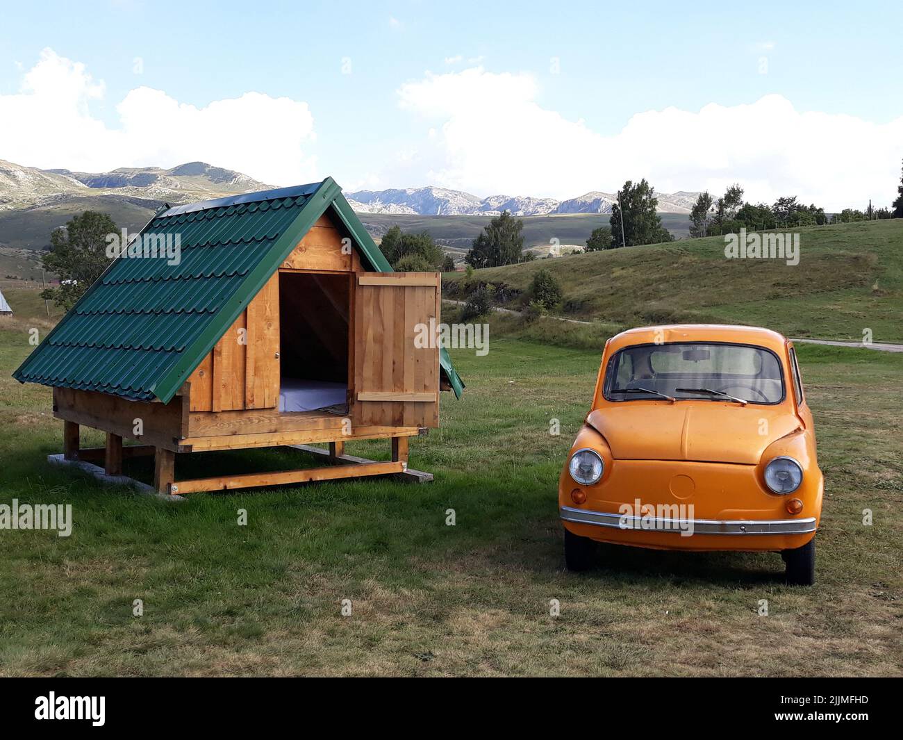 A Fico - Small car and small house Stock Photo - Alamy