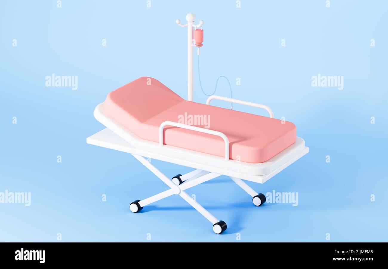 Empty stretcher in the white background, medical treatment concept, 3d ...