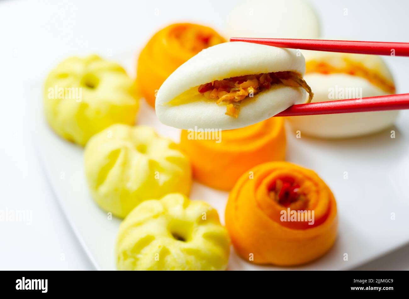 BBQ Jackfruit Bao Buns, Steam cooked seasoned jackfruit and vegetables ...