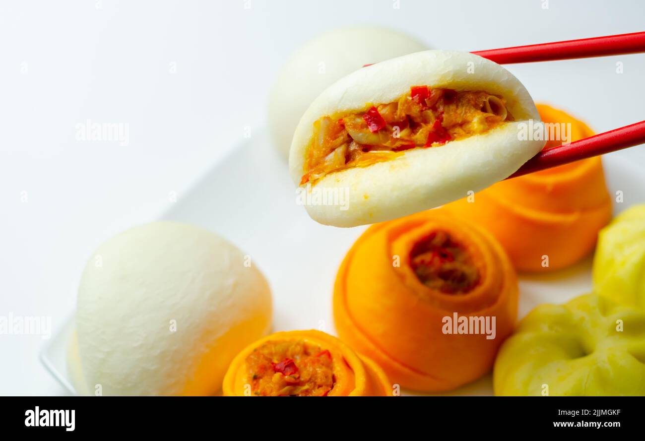 BBQ Jackfruit Bao Buns, Steam cooked seasoned jackfruit and vegetables ...