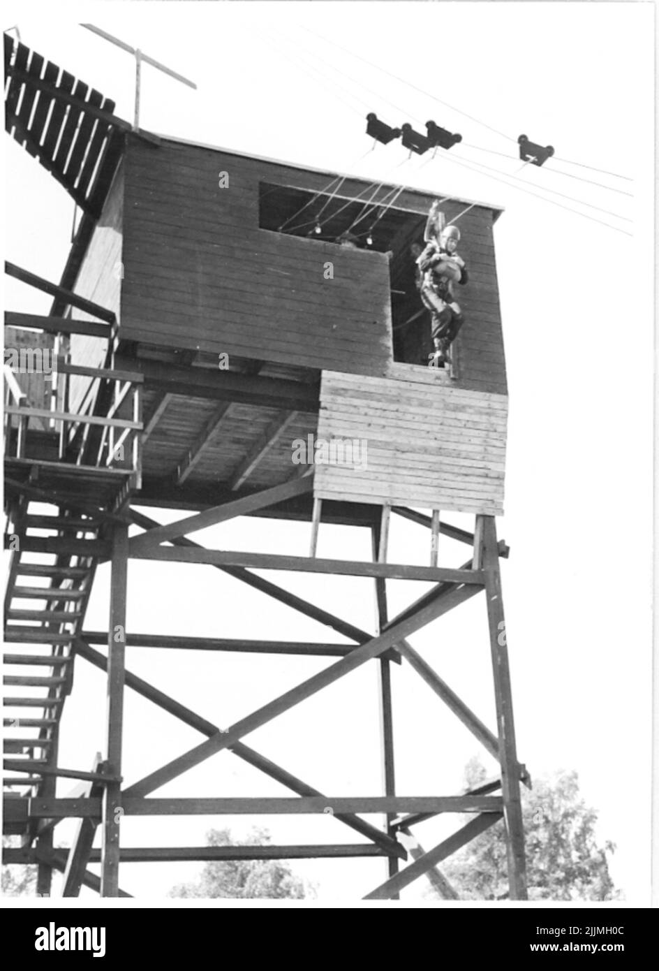 The paratroopers School Karlsborg in the early 1960s. Exercise from ...