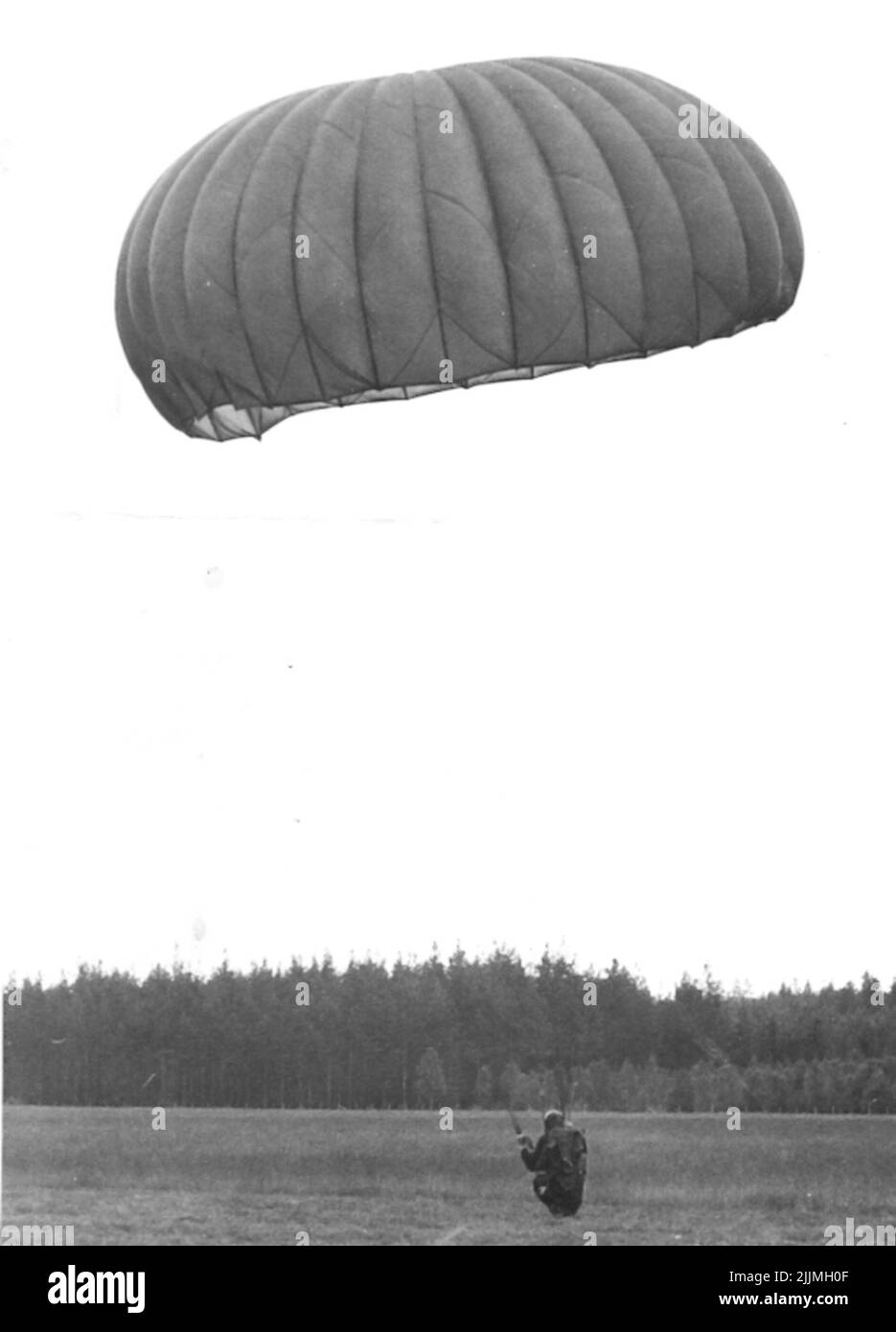 The paratroopers School Karlsborg in the early 1960s. Parachute jumping ...