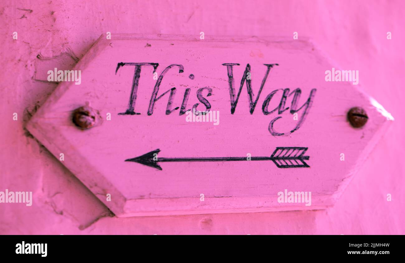Fixed Wall Sign ' This Way' with an arrow pointing towards left ...