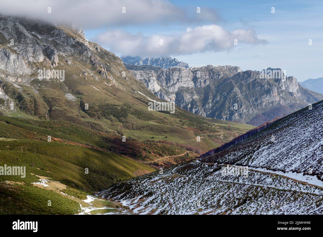 A breathtaking view of the Cantabrian mountains of the Picos de Europa ...