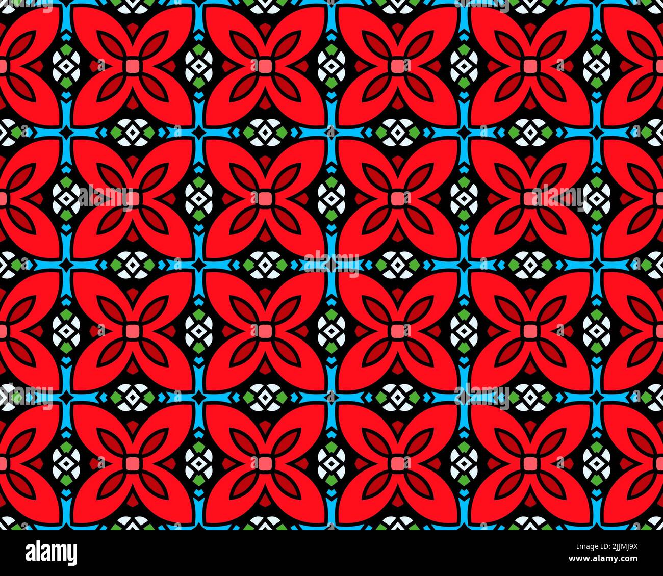 A seamless pattern of different colorful floral shapes that can be used ...
