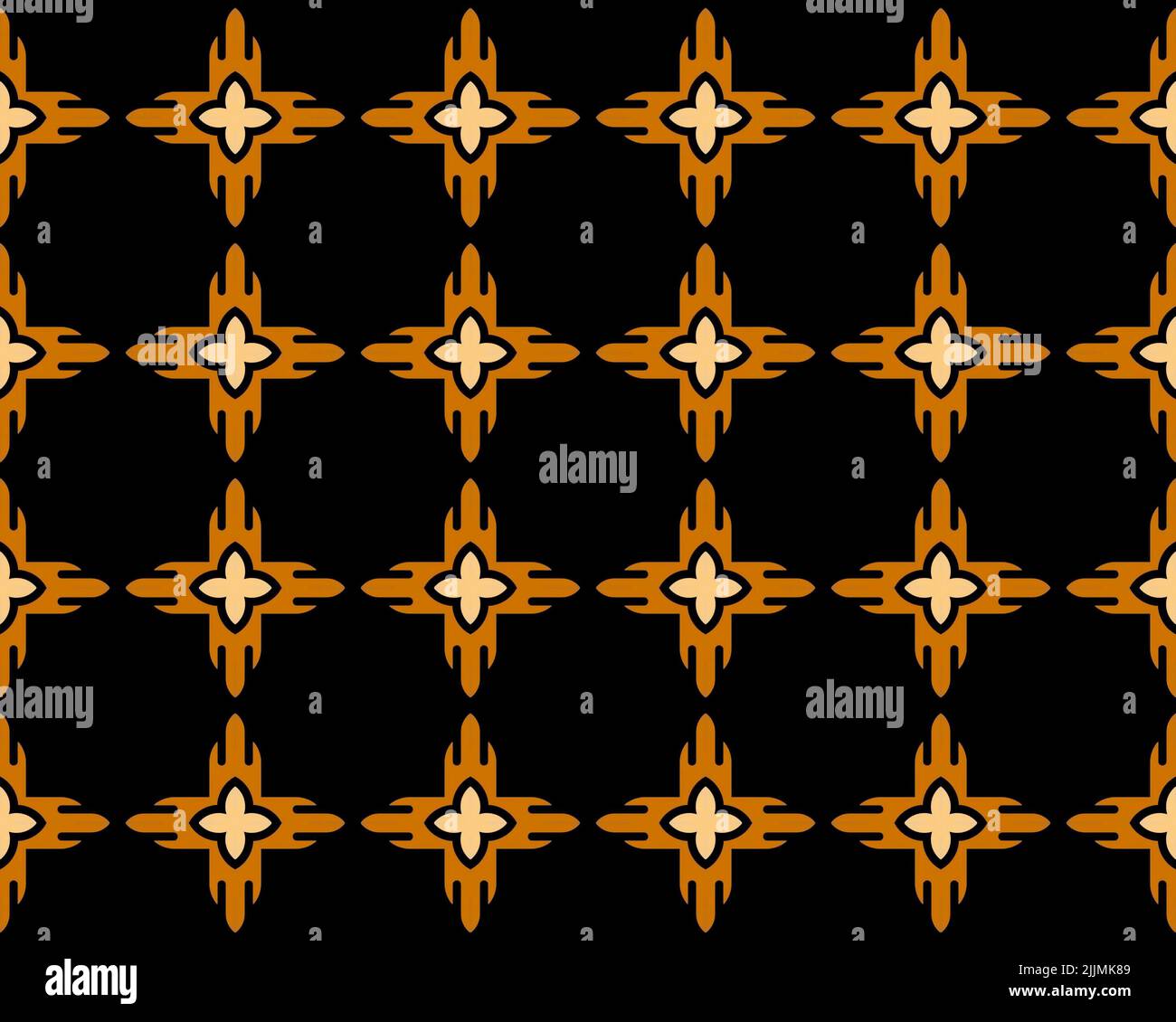 An illustration of a seamless pattern of yellow crosses on a black ...