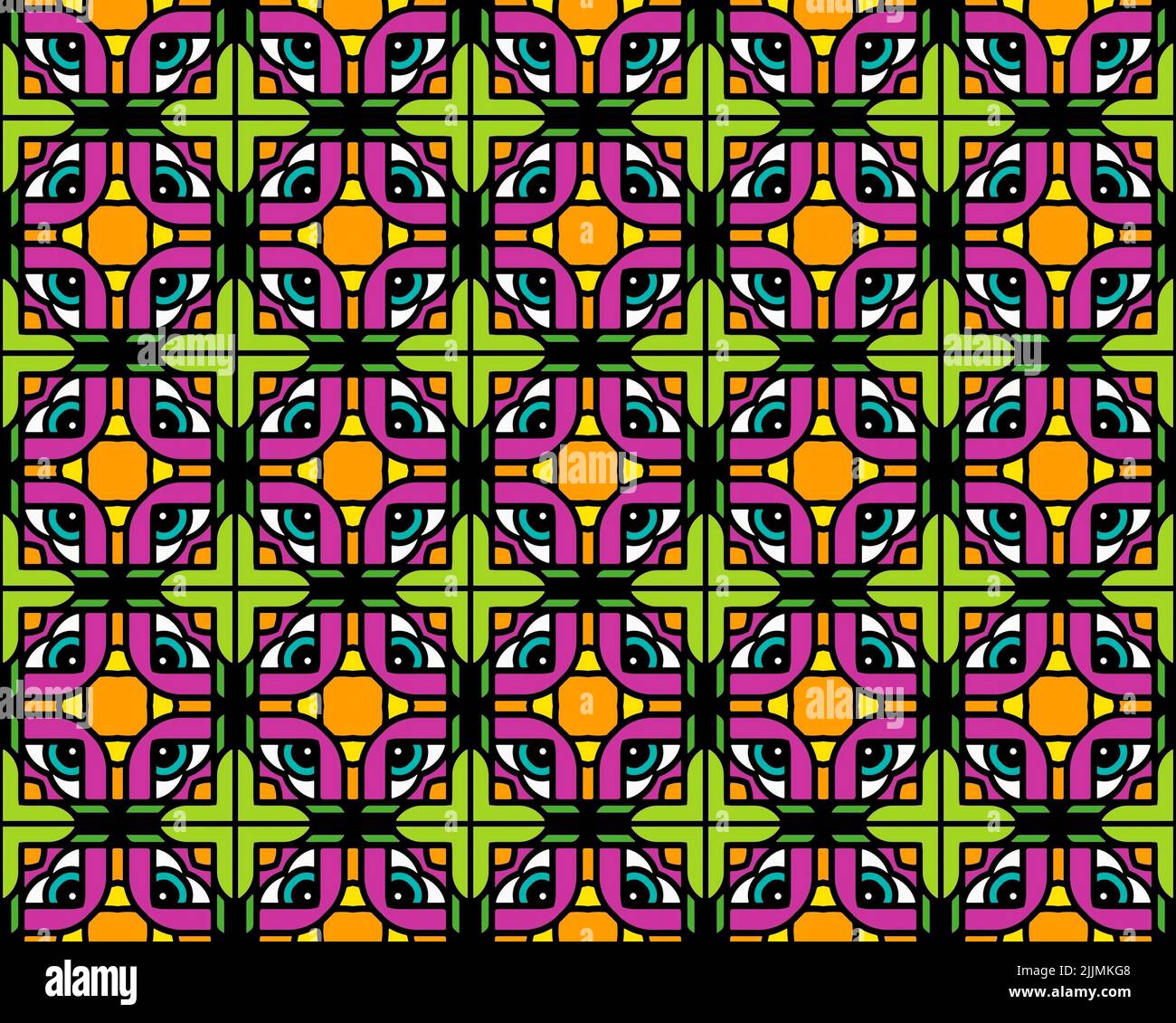 An illustration of seamless tile pattern in different bright colors ...