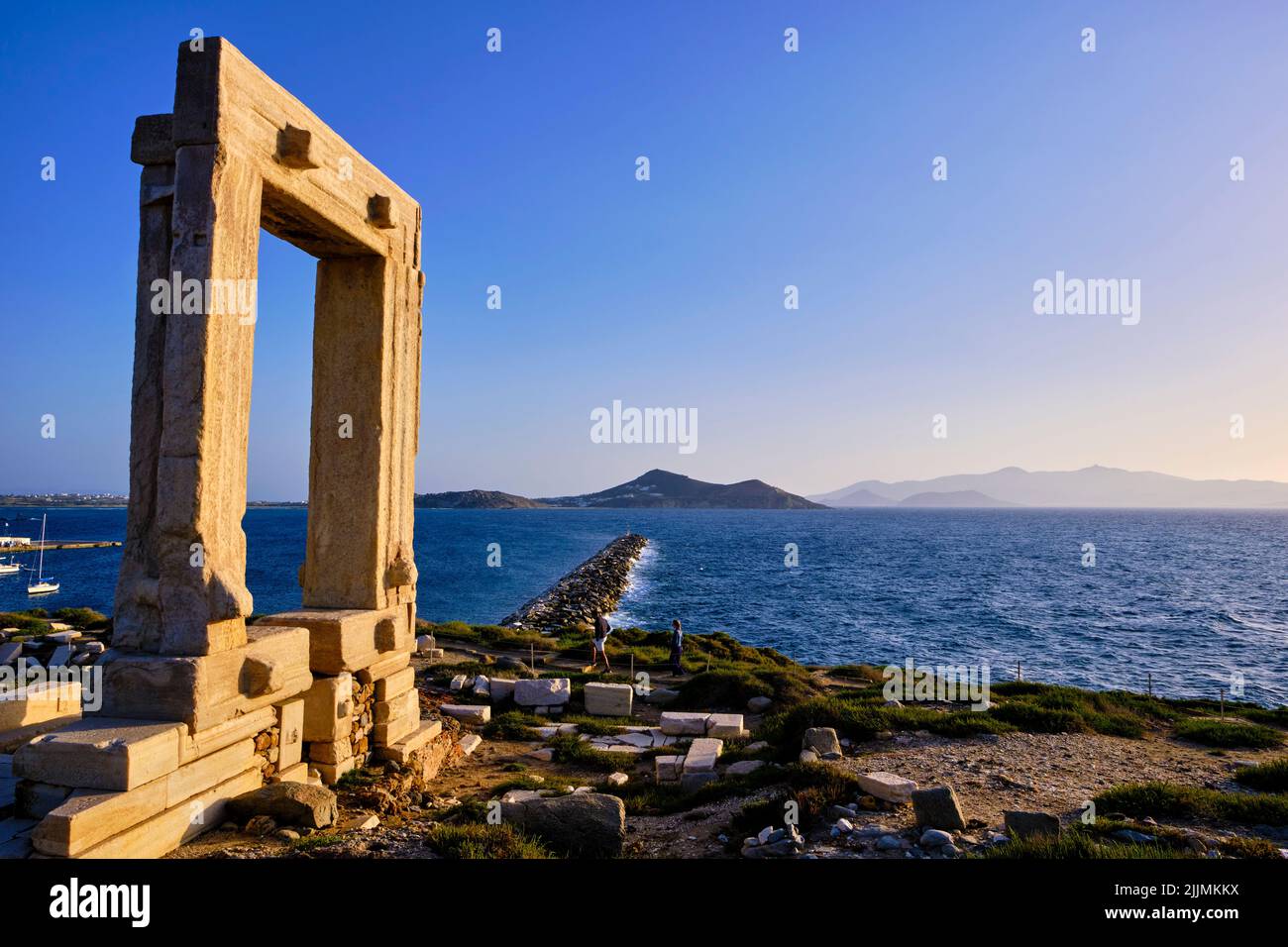 Greece, Cyclades, island of Naxos, city of Hora (Naxos), the portico of ...