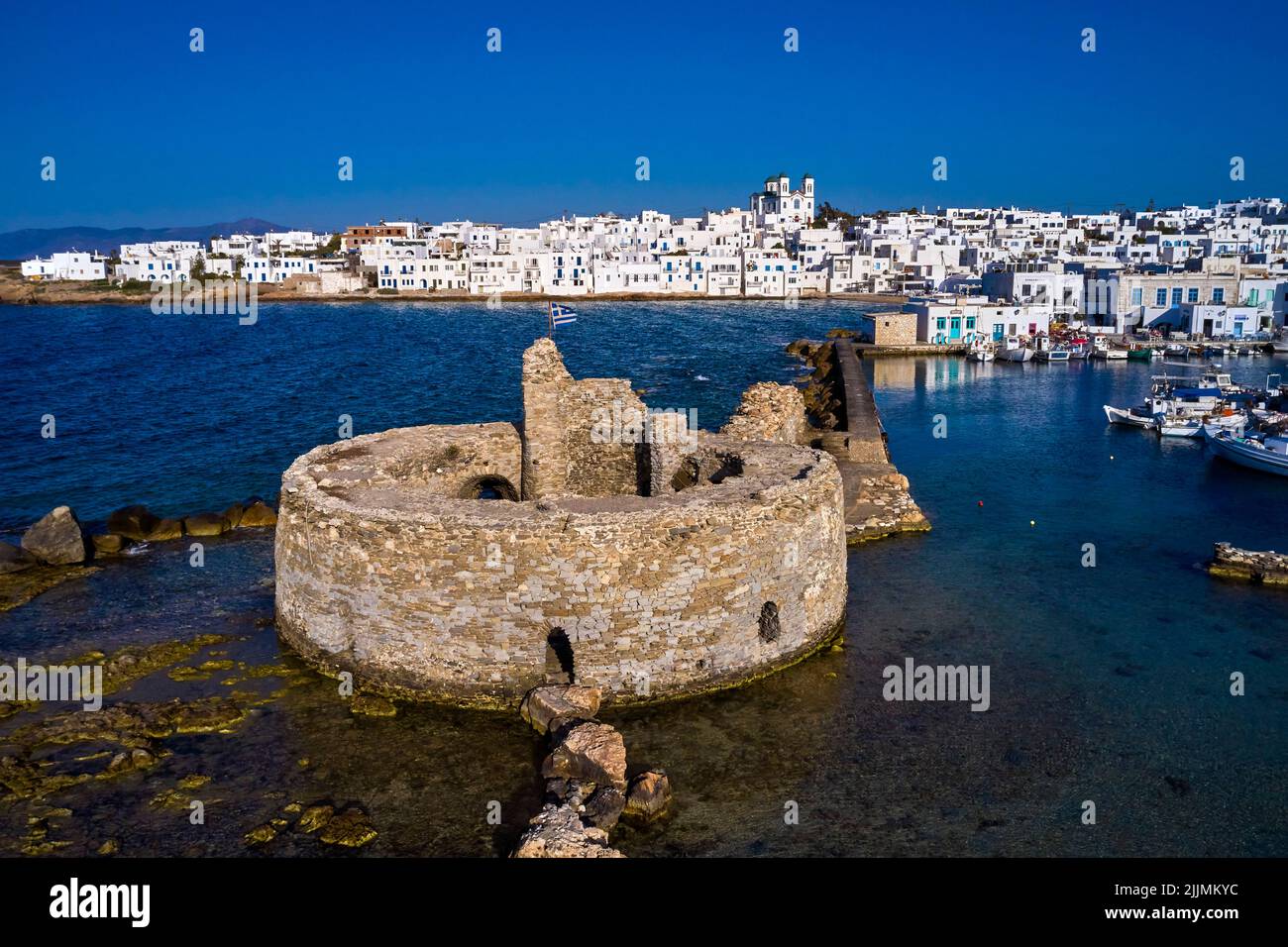 Greece, Cyclades islands, Paros island, village and port of Naoussa ...