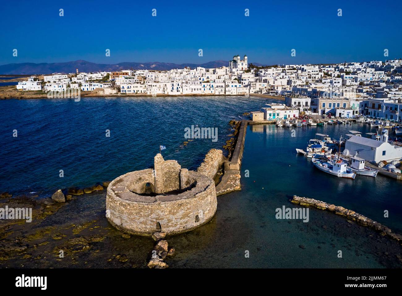 Greece, Cyclades islands, Paros island, village and port of Naoussa ...