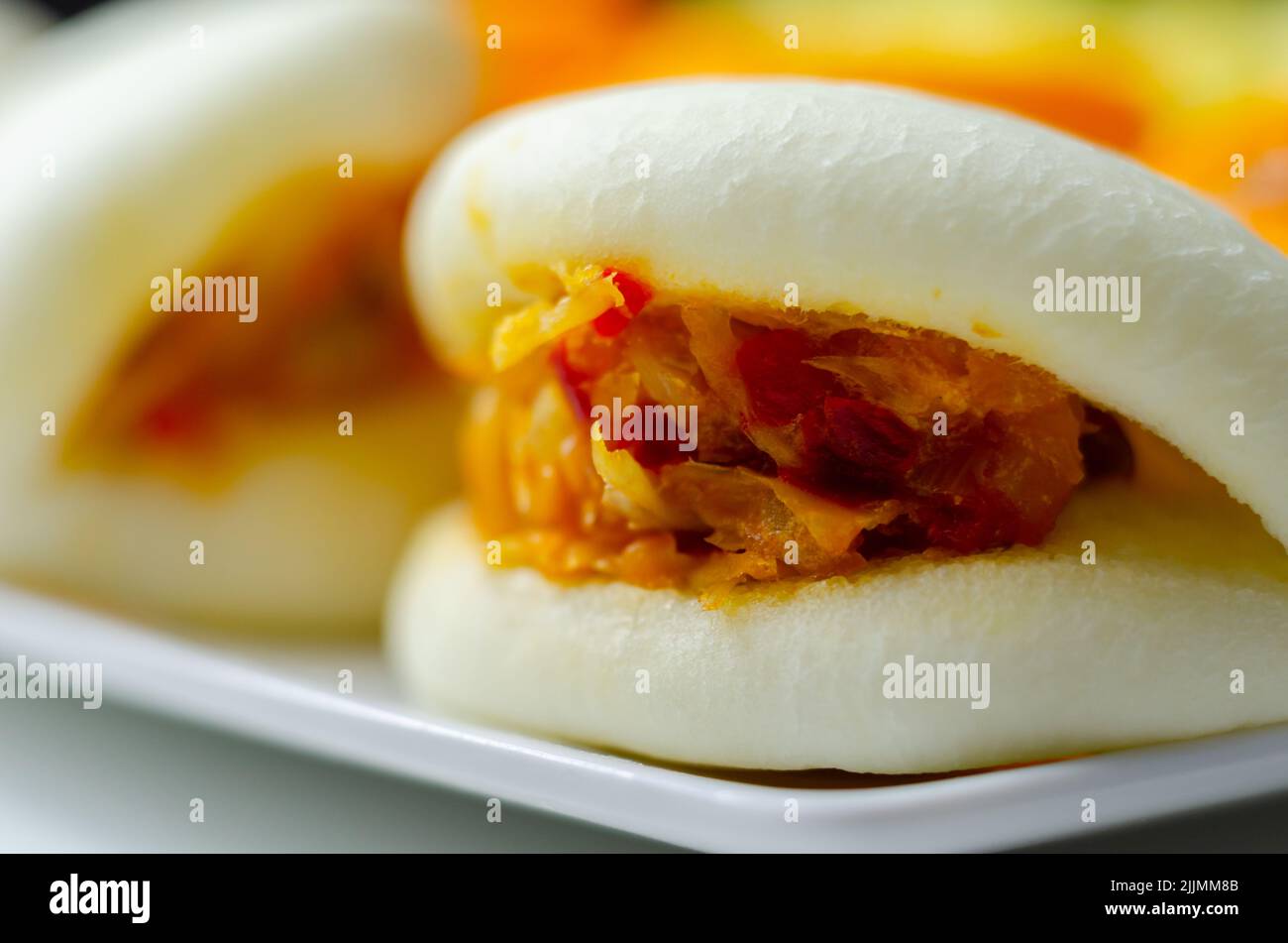 BBQ Jackfruit Bao Buns, Steam cooked seasoned jackfruit and vegetables ...