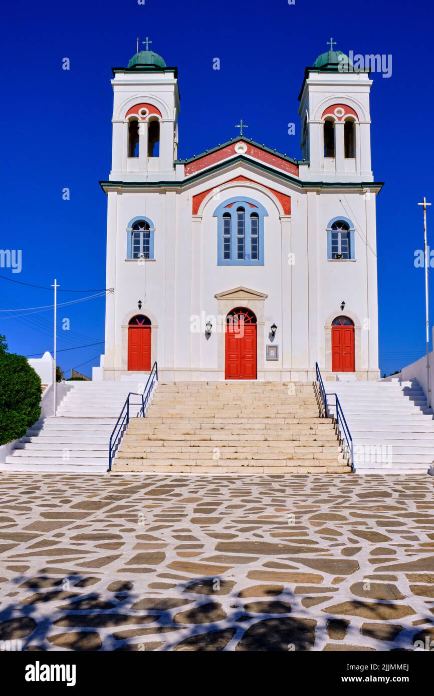 Greece, Cyclades islands, Paros island, village and port of Naoussa ...