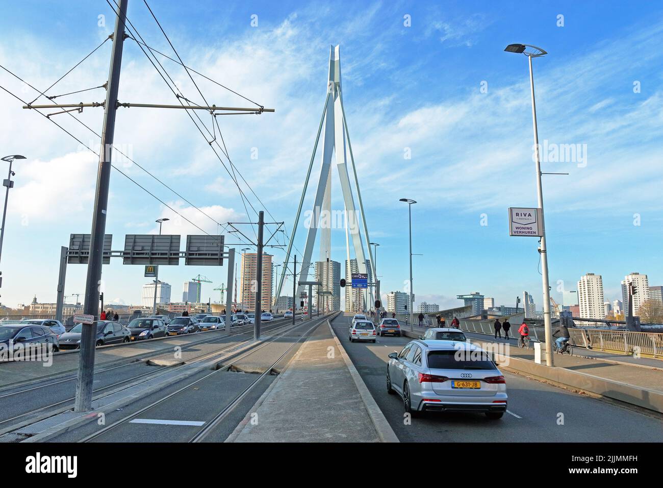 A view from the Erasmus bridge in Rotterdam, Netherlands called the ...