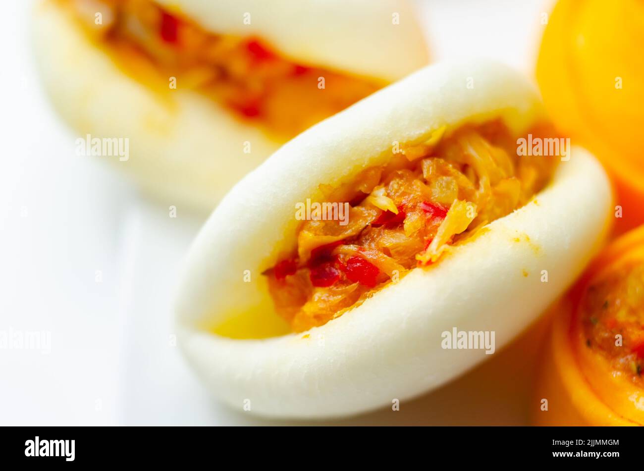 BBQ Jackfruit Bao Buns, Steam cooked seasoned jackfruit and vegetables ...