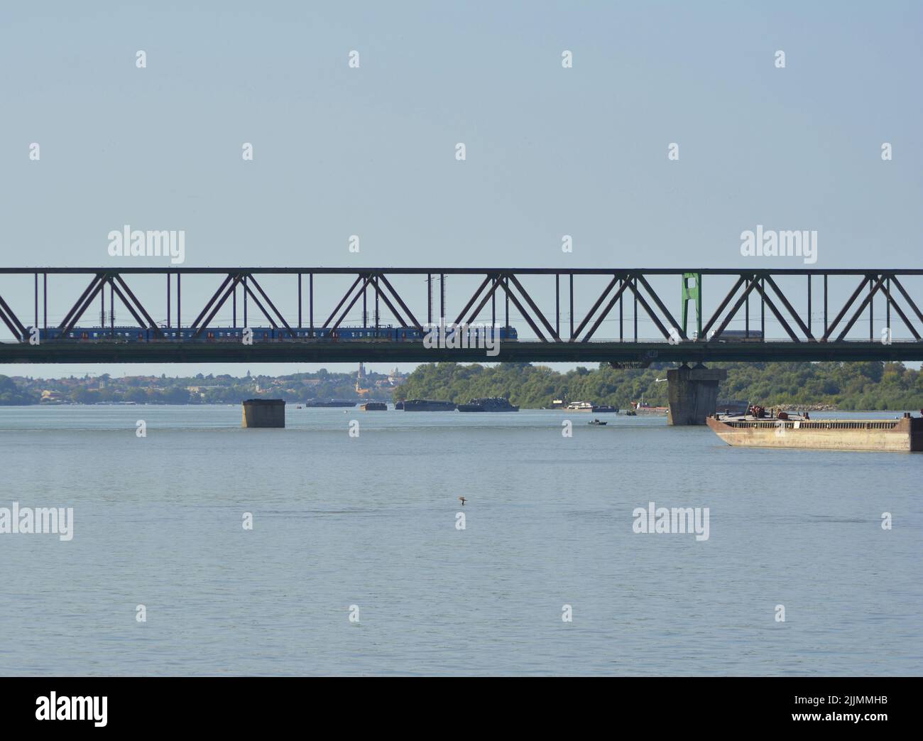 a bridge over Danube the river in Belgrade area (Republic of Serbia ...