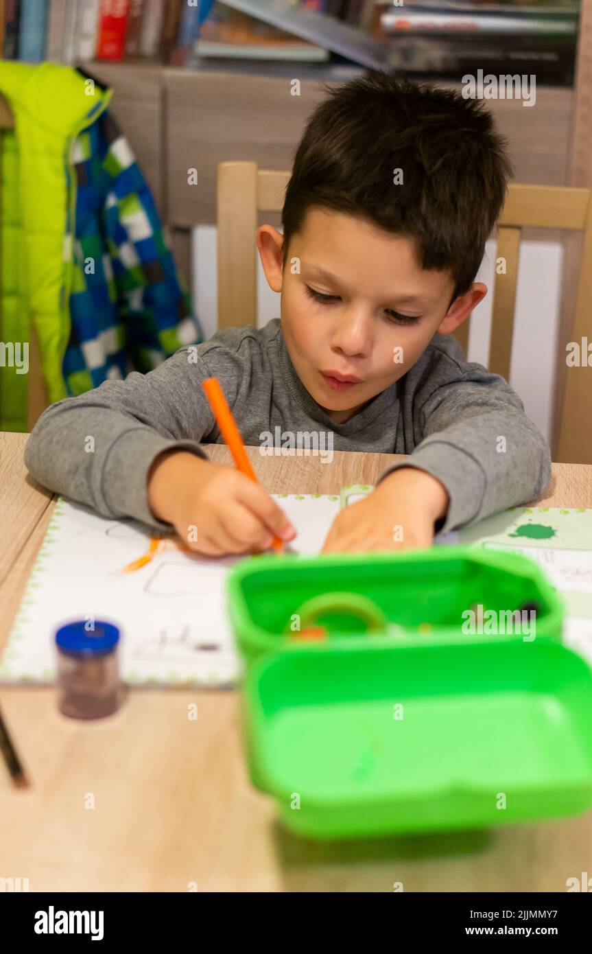 Cute boy coloring page hi-res stock photography and images - Alamy