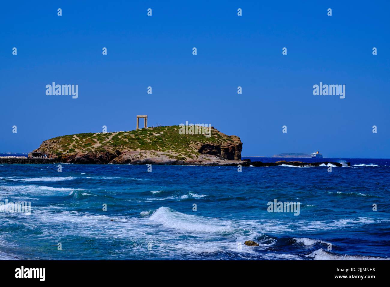 Greece, Cyclades, island of Naxos, city of Hora (Naxos), the portico of ...