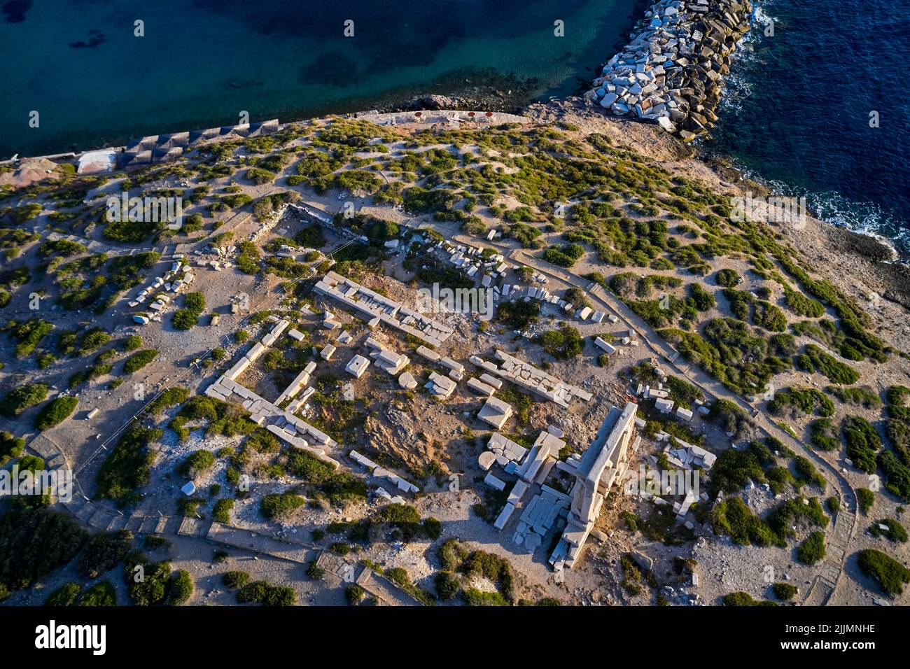Greece, Cyclades, island of Naxos, city of Hora (Naxos), the portico of ...