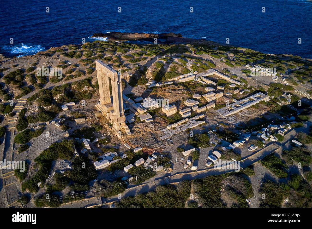 Greece, Cyclades, island of Naxos, city of Hora (Naxos), the portico of ...