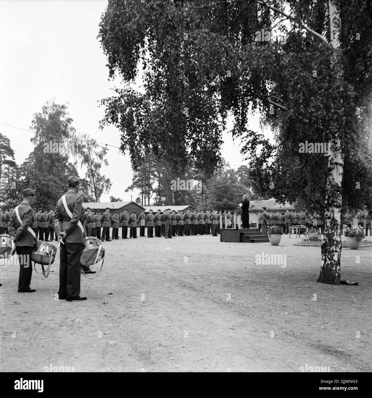 The paratroopers' school in Karlsborg 1958. The eagle parade Stock ...