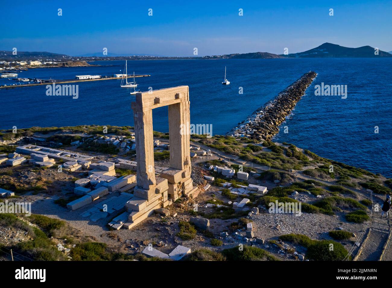 Greece, Cyclades, island of Naxos, city of Hora (Naxos), the portico of ...