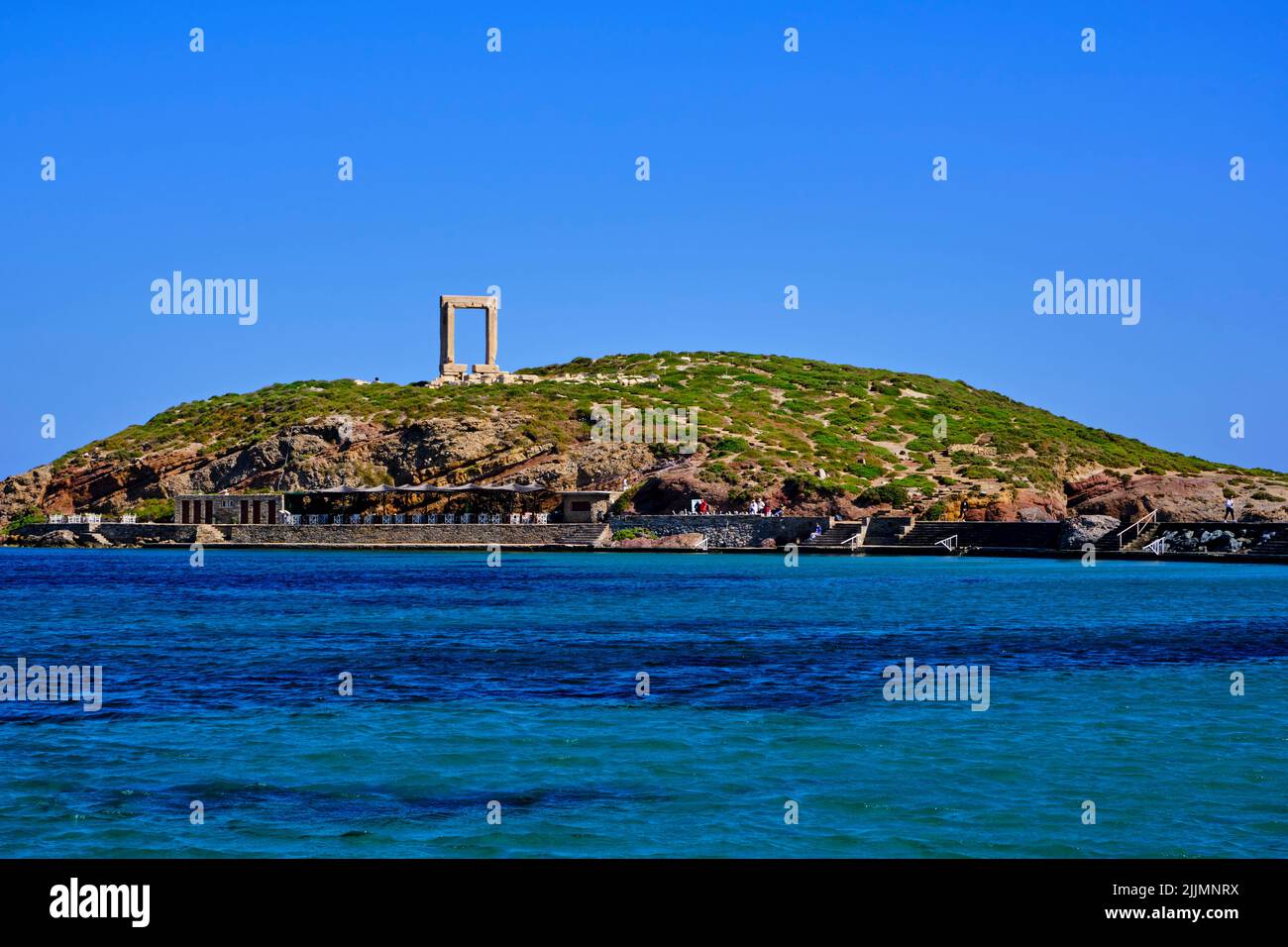 Greece, Cyclades, island of Naxos, city of Hora (Naxos), the portico of ...