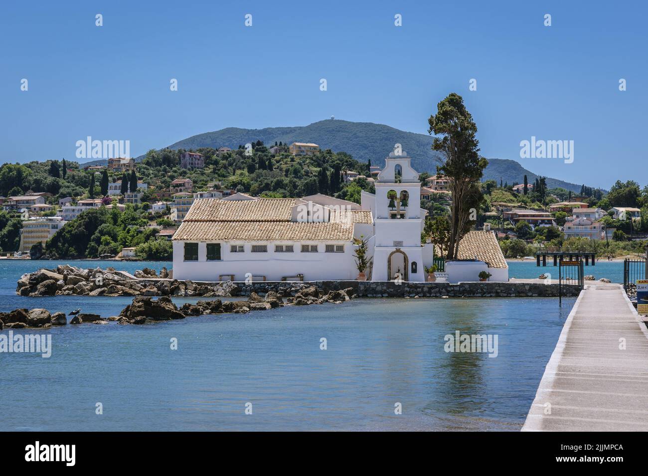 Vlacherna Monastery in Kanoni area of Corfu city on the island of Corfu ...