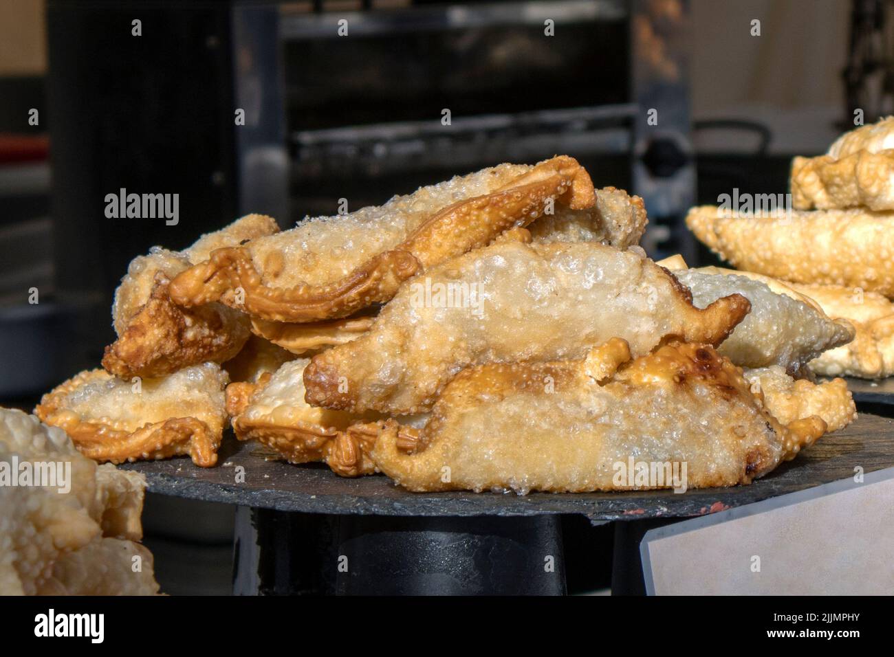 delicious homemade fried dumplings on display for sale Stock Photo - Alamy