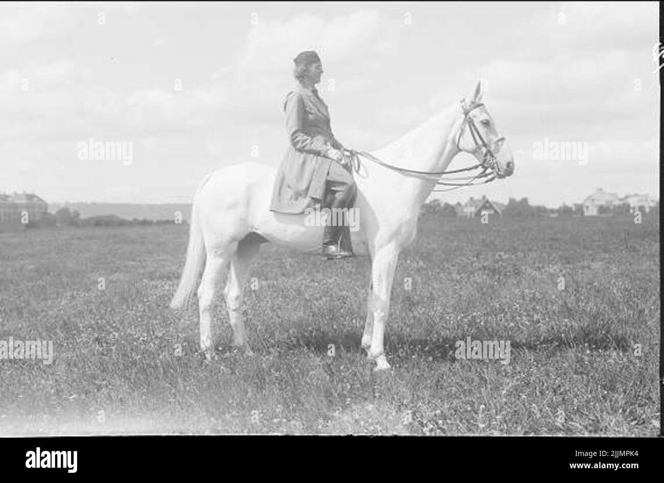 Ingrid von Essen on horseback, wife of the rider at K 3 Peter von Essen ...