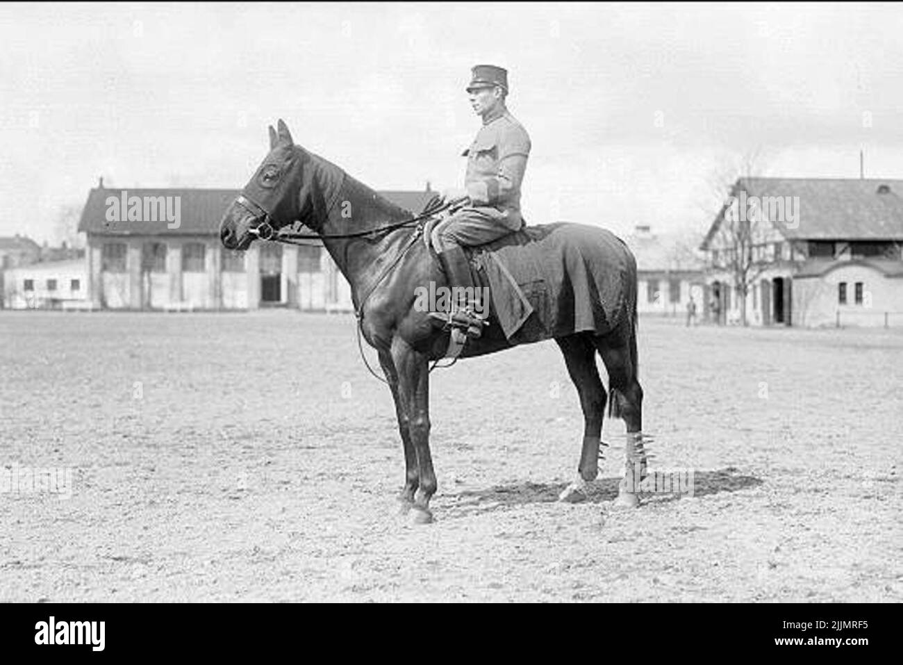 Horse caretaker on their way out for the exercise of officers race ...