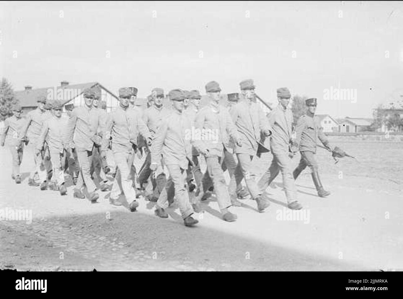 On the march from the stable to the facility after completing the stall ...